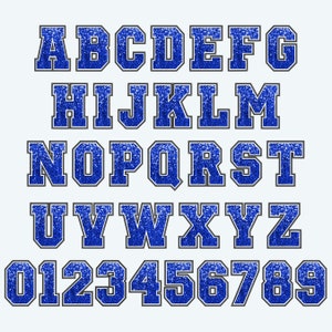 Faux Embroidery Blue Sequin Letters, Faux Sequin Patch, Faux Sequin ...