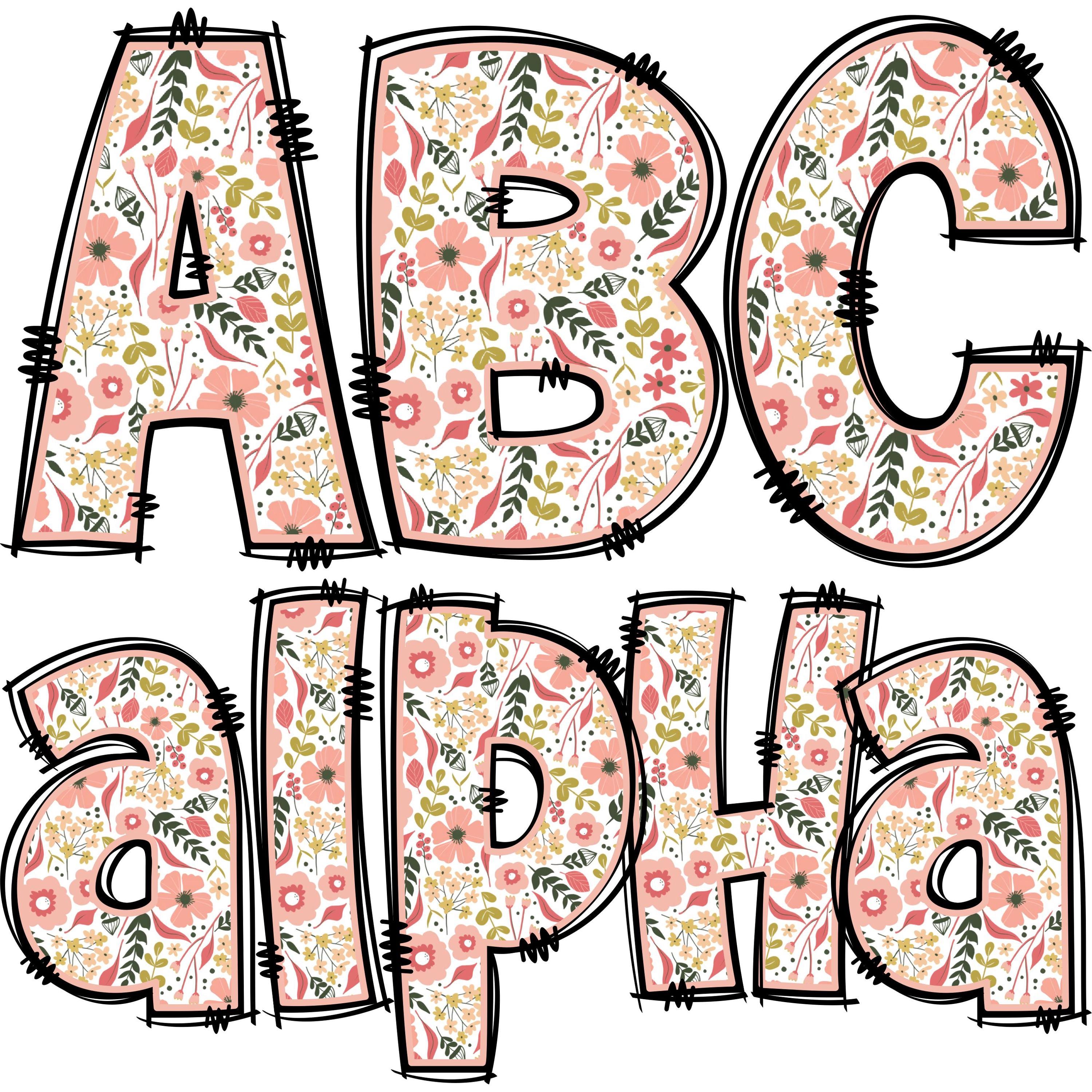 Spring Floral Alphabet PNG, Doodle Alpha, Doodle Flowers, Doodle ...