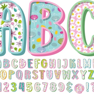 Spring Floral Alphabet PNG, Doodle Alpha, PNG, Doodle Flowers, Doodle ...