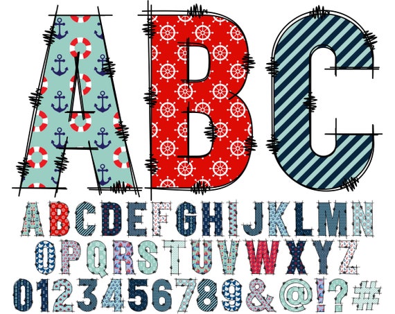 Nautical Alphabet PNG Doodle Alphabet Clip Art Transparent - Etsy