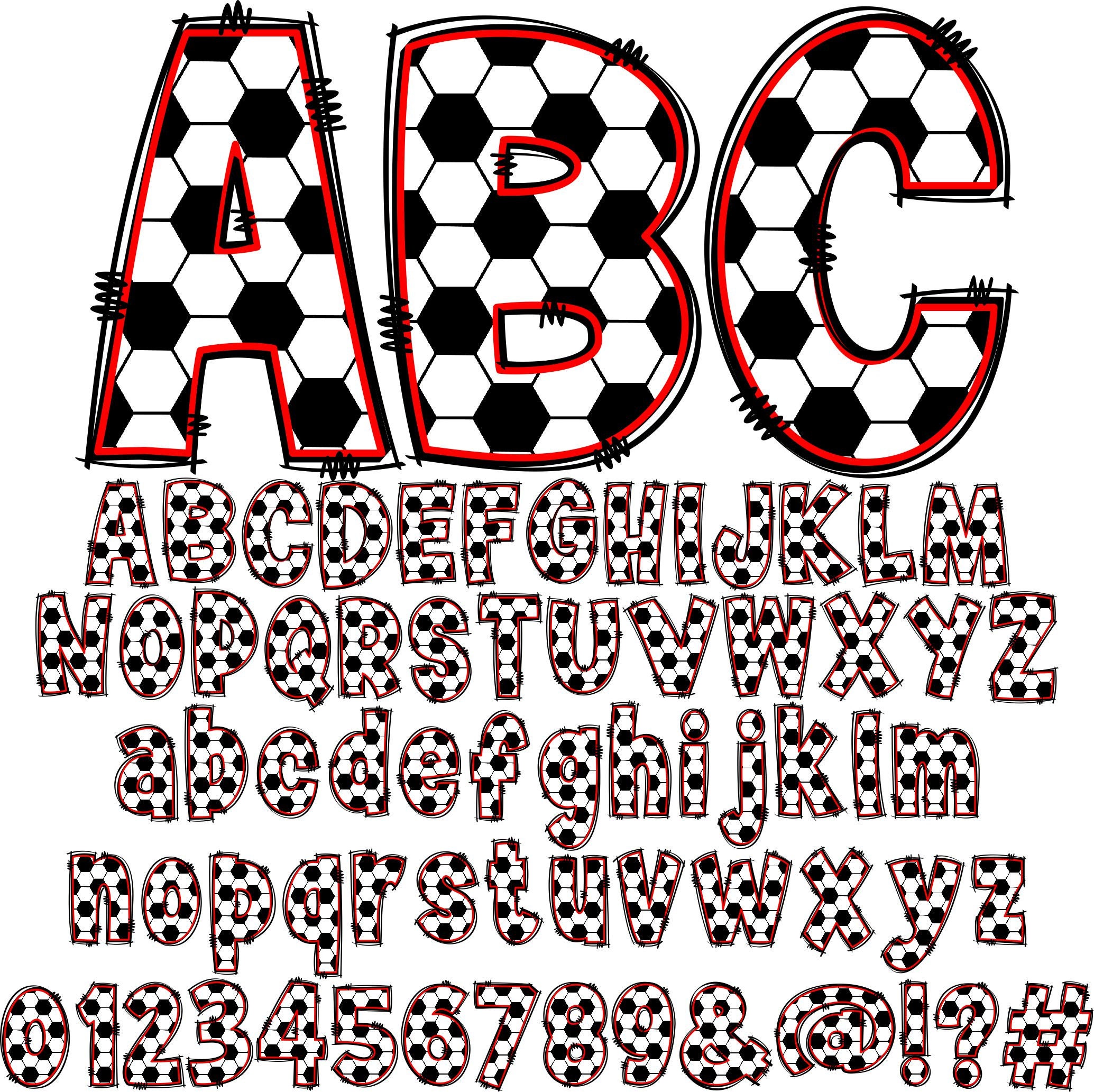 Soccer Letters & Numbers PNG, Alpha Doodle, PNG Letters, Doodle Letters ...