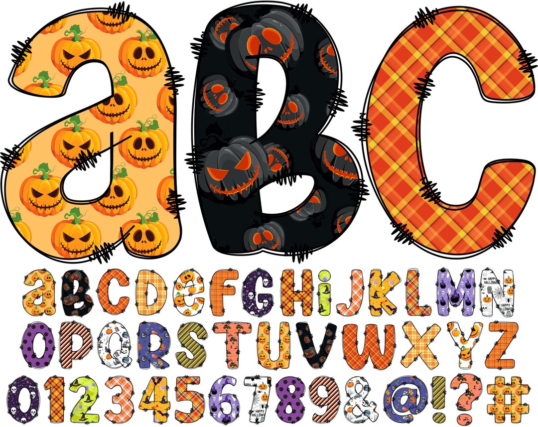 Halloween Clipart Letters PNG, Doodle Alphabet Clip Art, Transparent ...