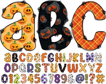 Halloween Clipart Alphabet PNG Doodle Alphabet Clip Art - Etsy