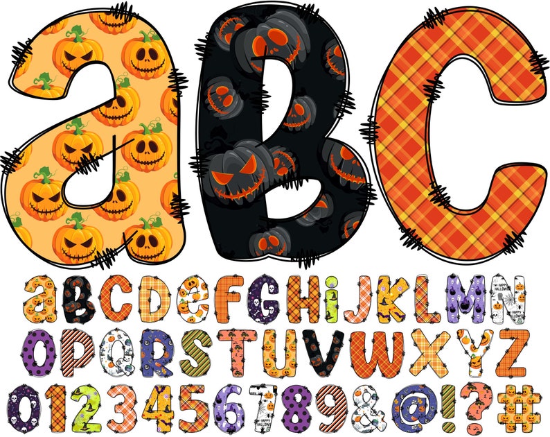Halloween Clipart Letters PNG, Doodle Alphabet Clip Art, Transparent ...