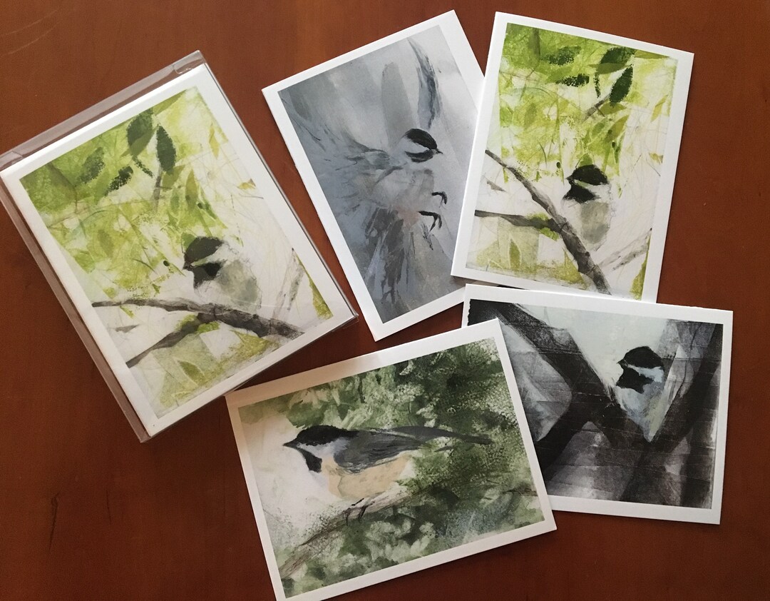Chickadees: Set of Four Notecards - Etsy