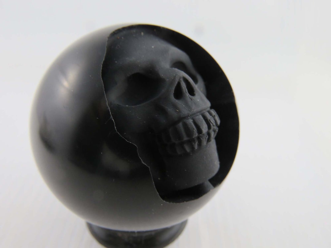 2 SKULL in POOL CUE Ball Hand Carved Skull Inside No. - Etsy