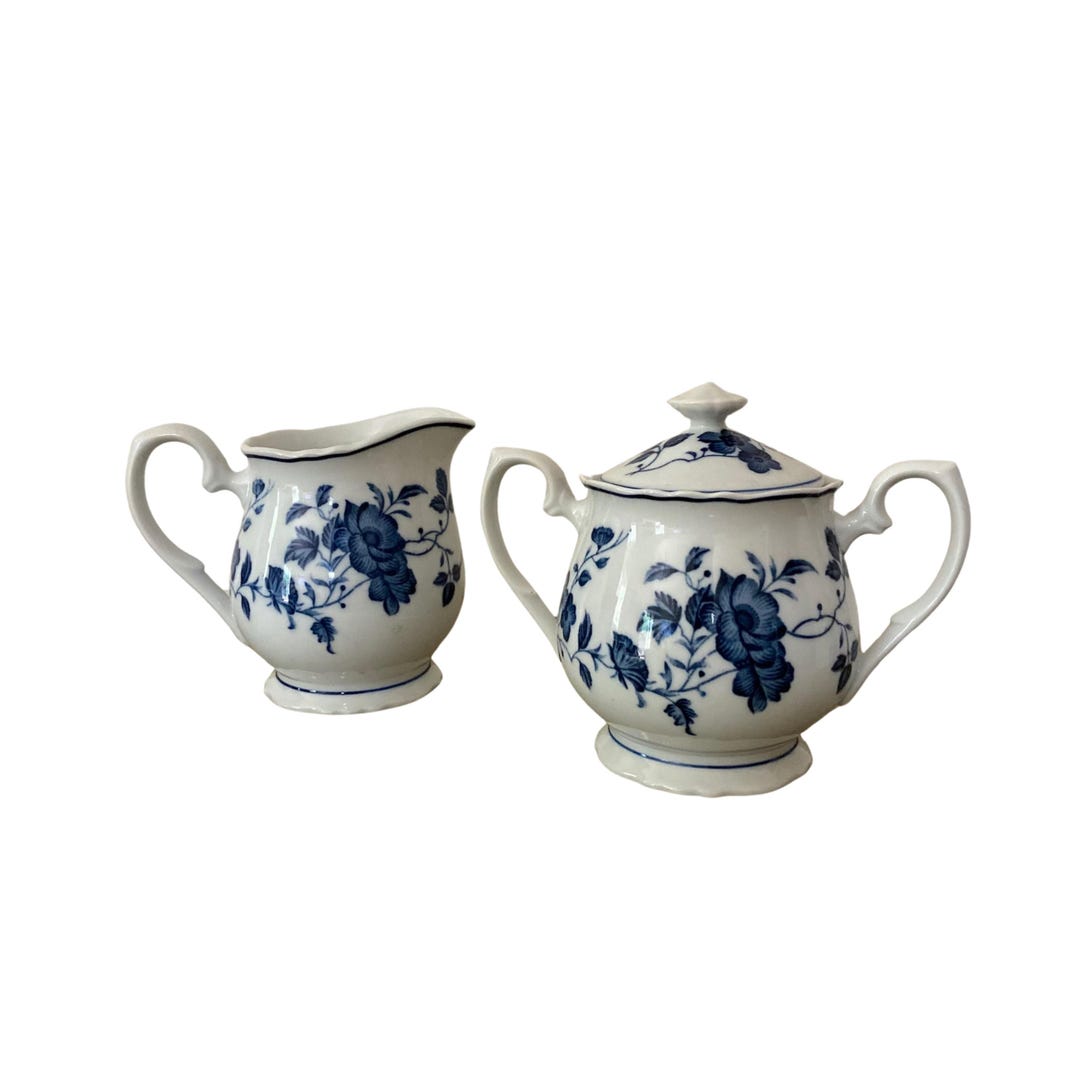 ROYAL MEISSEN Blue & White Milk Pitcher and Sugar Pot - Etsy