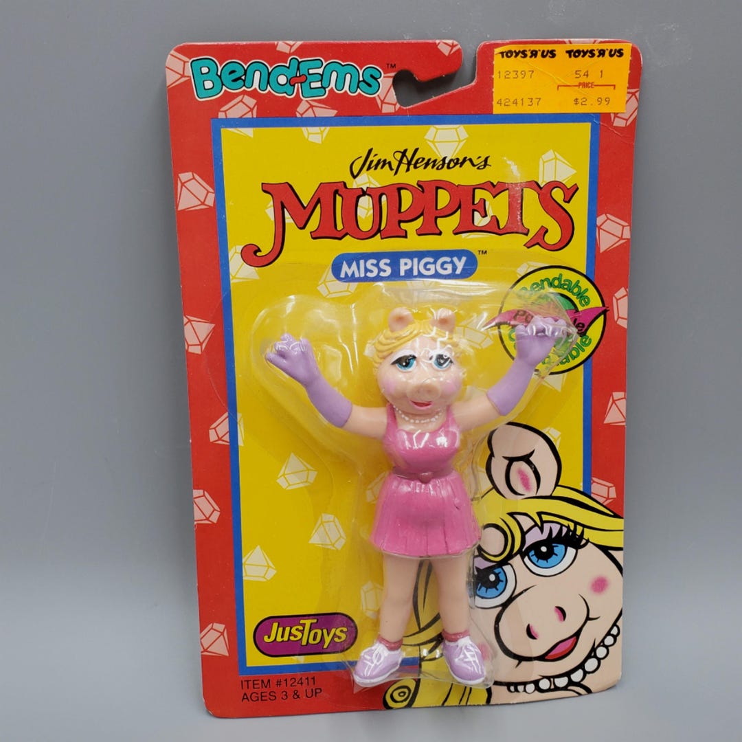 Muppets Miss Piggy Pink Exercise Bendable Figure Bendems Rubber ...