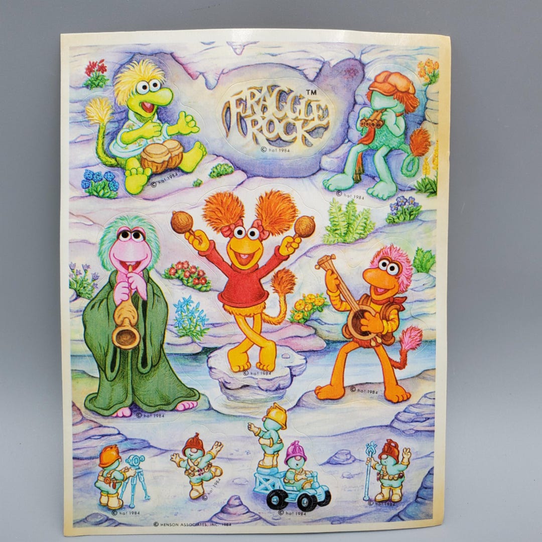 Vintage Fraggle Rock Stickers With Music Instruments 1984 One Sheet ...