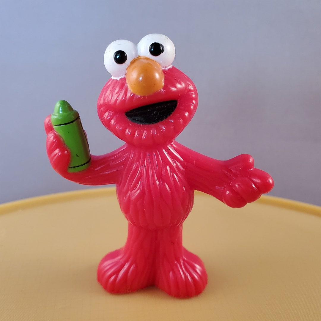 Sesame Street Elmo From Elmos World Plastic Figure Holding Green Crayon ...