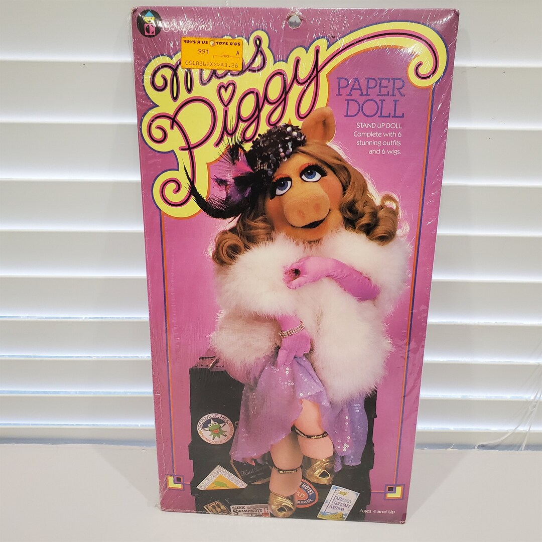 Muppets Miss Piggy Colorforms Paper Doll Wigs Outfits Vintage 16 Inch ...