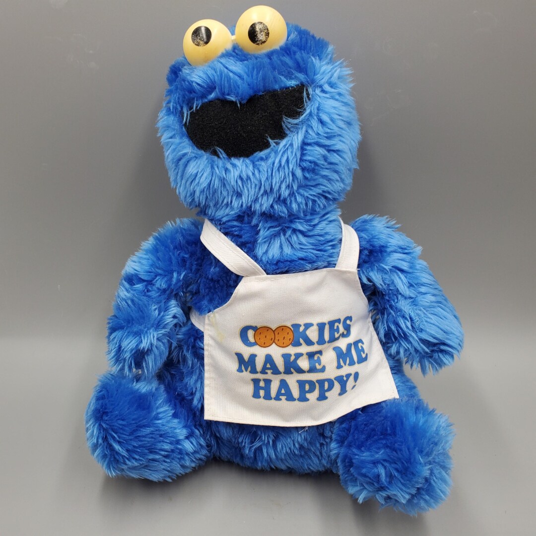 Cookie Monster Plush Stuffed Animal Wearing Cookies Make Me Happy Apron ...