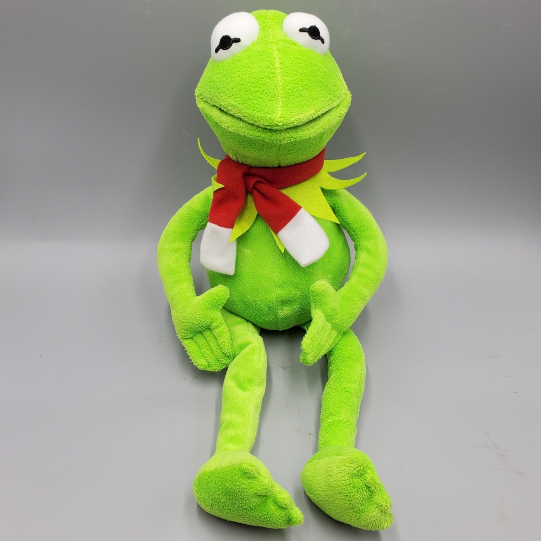 Muppets Kermit Plush Doll Stuffed Animal Red White Stripe Winter Scarf ...