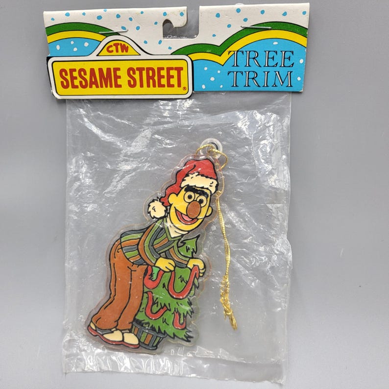 Sesame Street Plastic Stained Glass Ornaments Oscar Bert Ernie Cookie ...