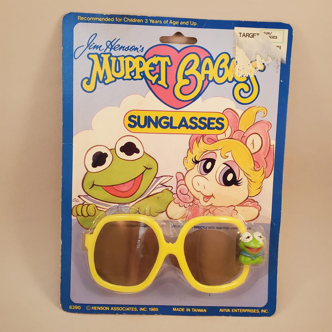 Muppets Childs Kids Sunglasses Kermit Frog Yellow Square Vintage Muppet ...