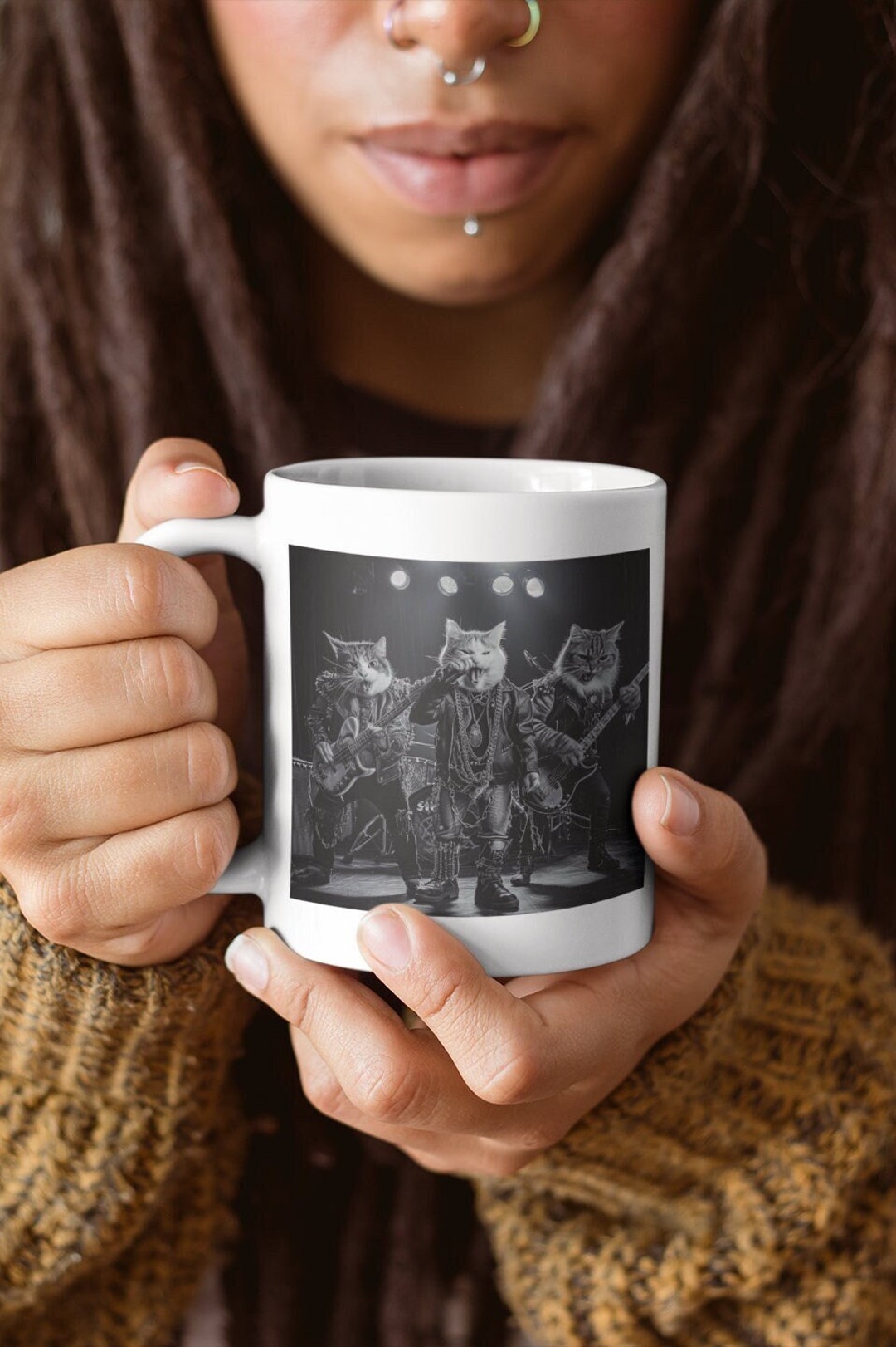 Heavy Metal Cat Band Coffee Cup Gift for Metalhead Music Themed Gift ...