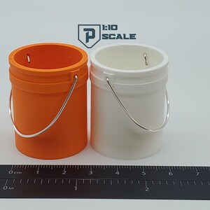 1:10 Scale Bucket With Lids 5 Gallon Replica - 4 Pack - Multiple Color ...