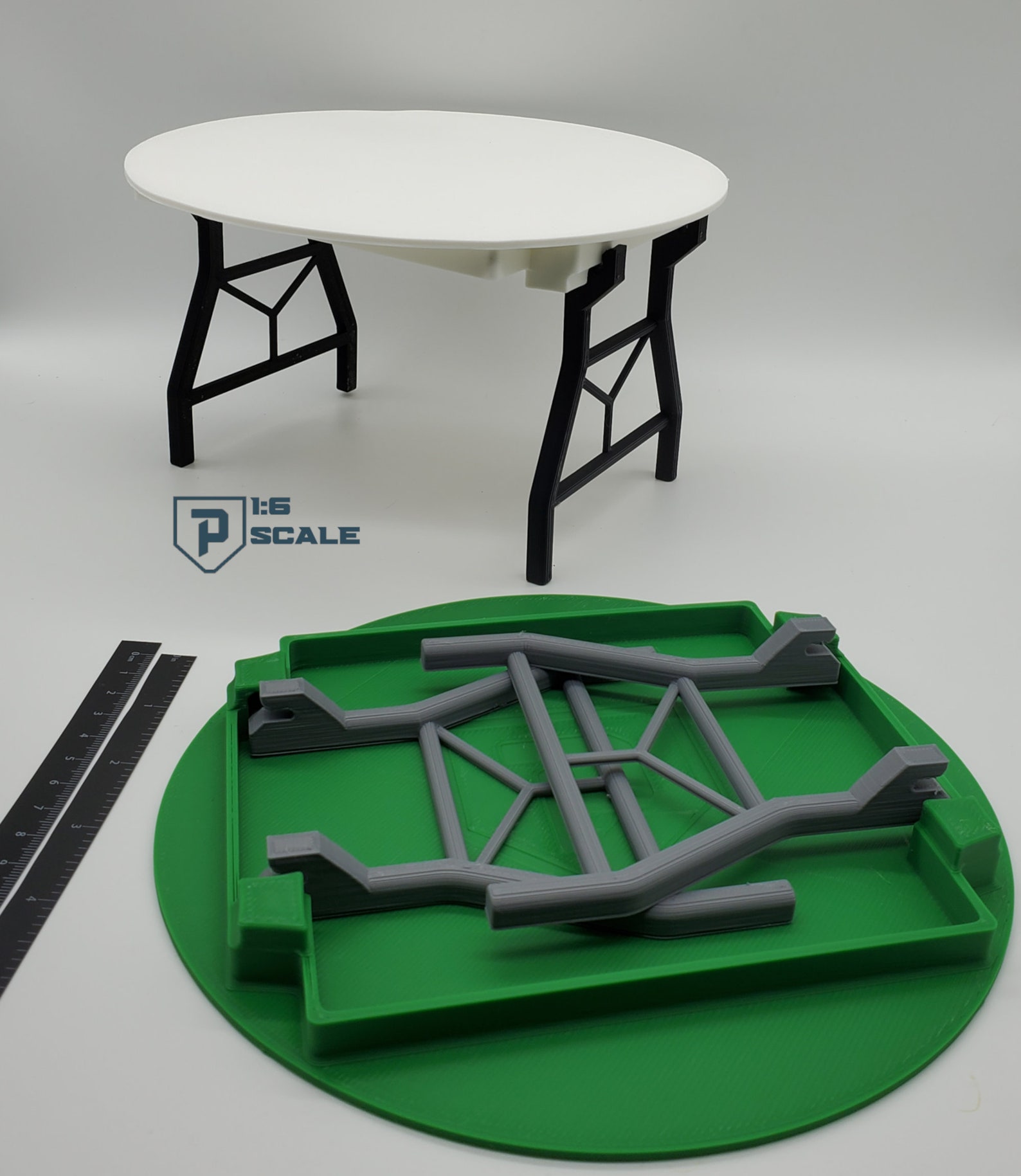 1:6 Scale Round Folding Card Table 3D Printed Miniature Prop Action ...