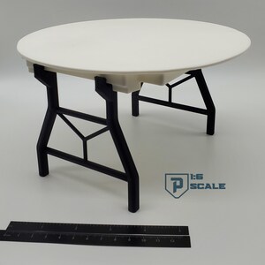 1:6 Scale Round Folding Card Table 3D Printed Miniature Prop Action ...