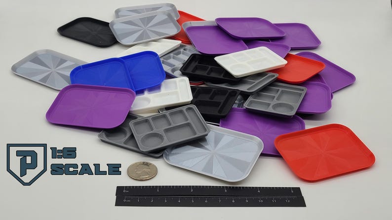 1:6 Scale Food Trays 4 Pack 3D Printed Miniature Prop Action Figure ...