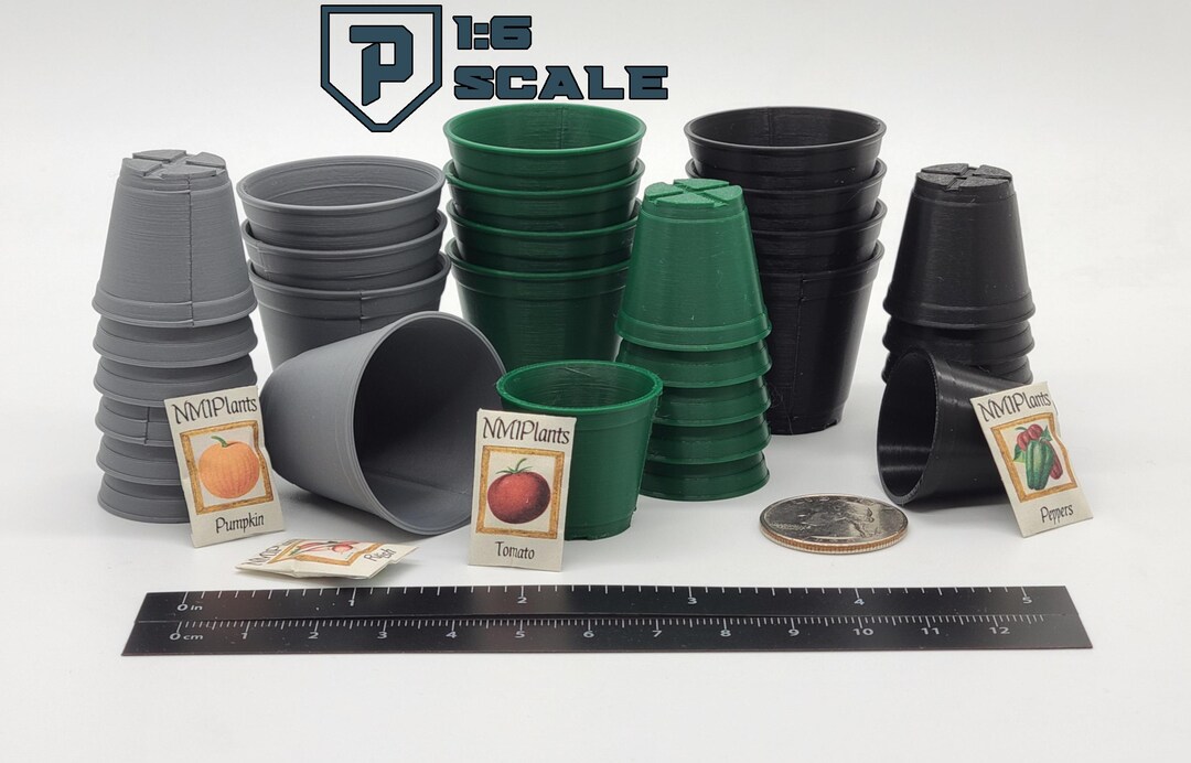 1:6 Scale 10 Pack Plant Pots W/ Seed Packets, 6 Inch and 8 Inch - 3D ...
