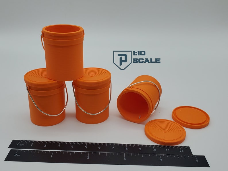 1:10 Scale Bucket With Lids 5 Gallon Replica - 4 Pack - Multiple Color ...