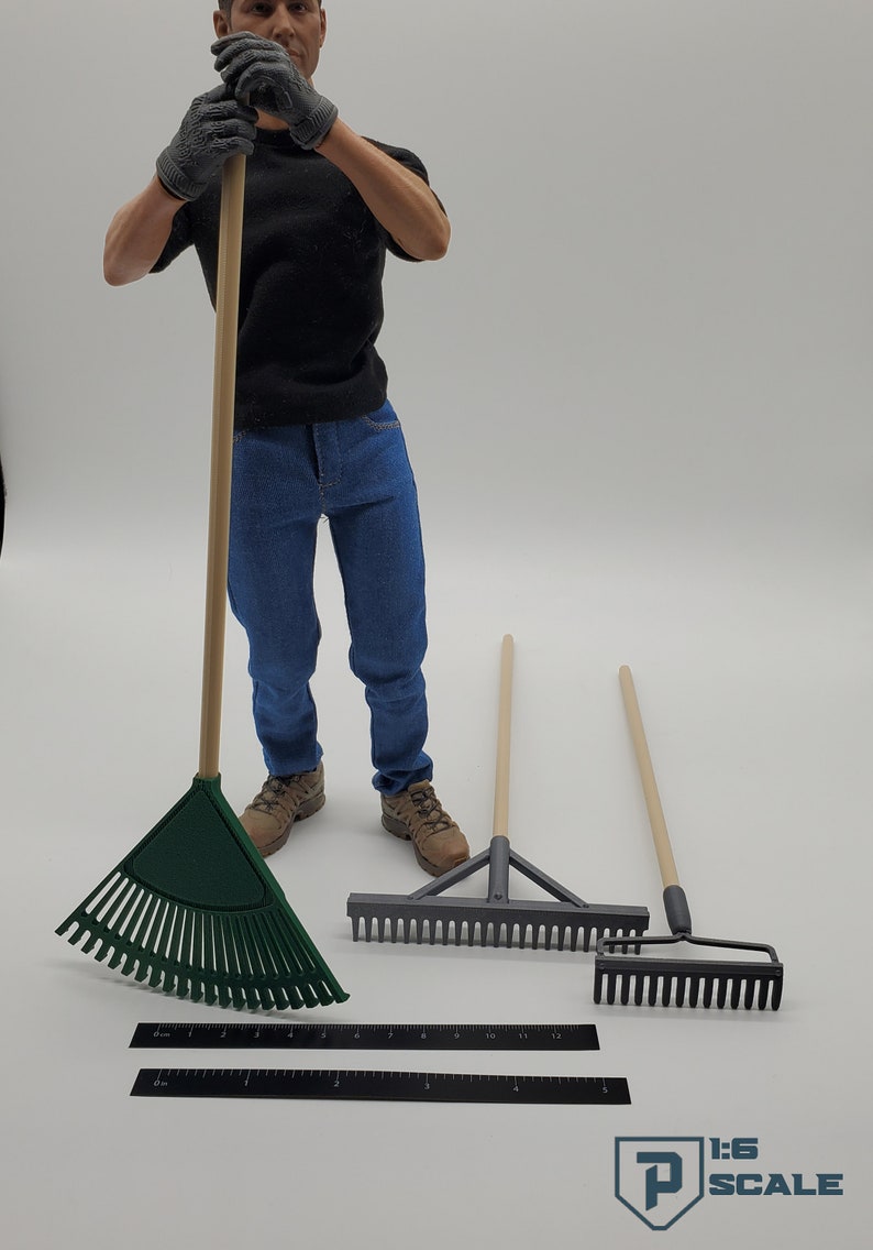 1:6 Scale Garden Rake 3D Printed Miniature Prop Action Figure Doll ...