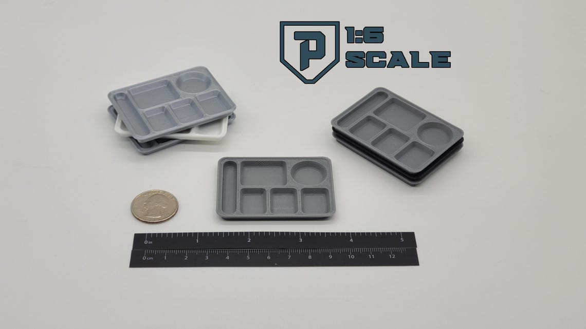 1:6 Scale Food Trays 4 Pack 3D Printed Miniature Prop Action Figure ...