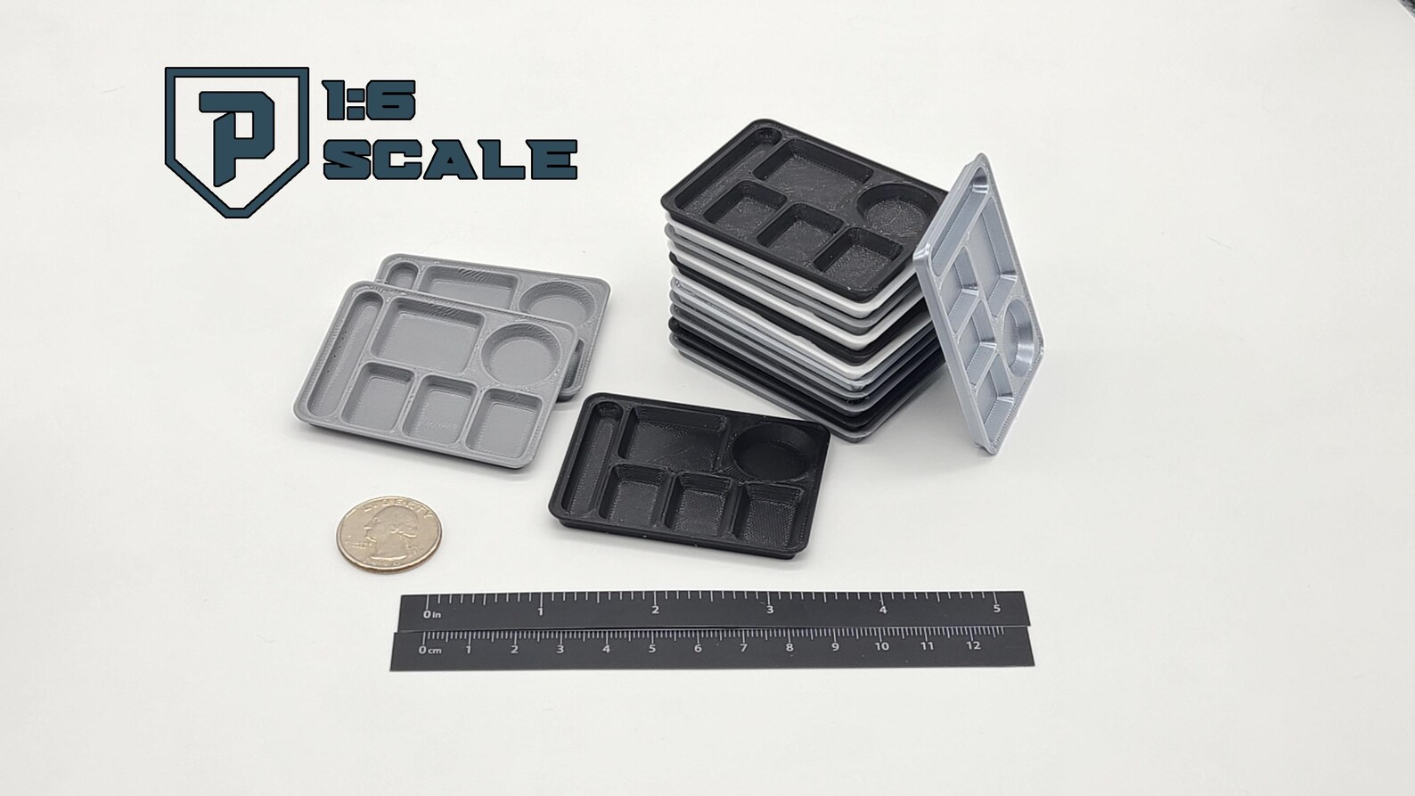 1:6 Scale Food Trays 4 Pack 3D Printed Miniature Prop Action Figure ...