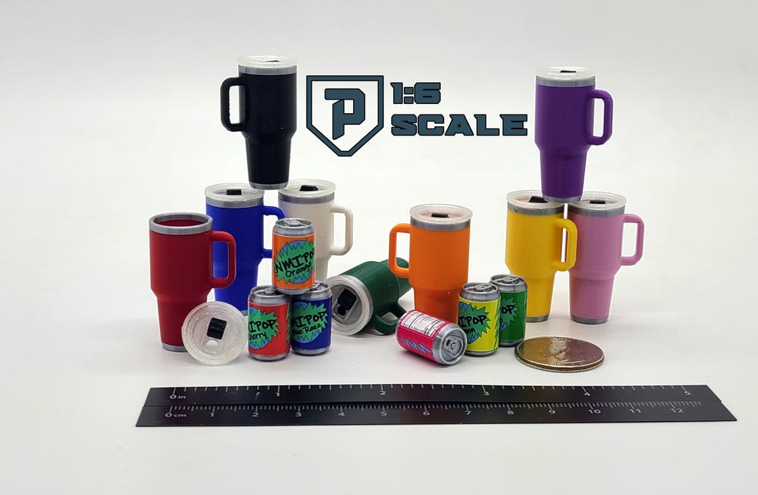 1:6 Scale Travel Mug W/ Soda Pop Can Insulated Hydro Tumbler Style 3D ...