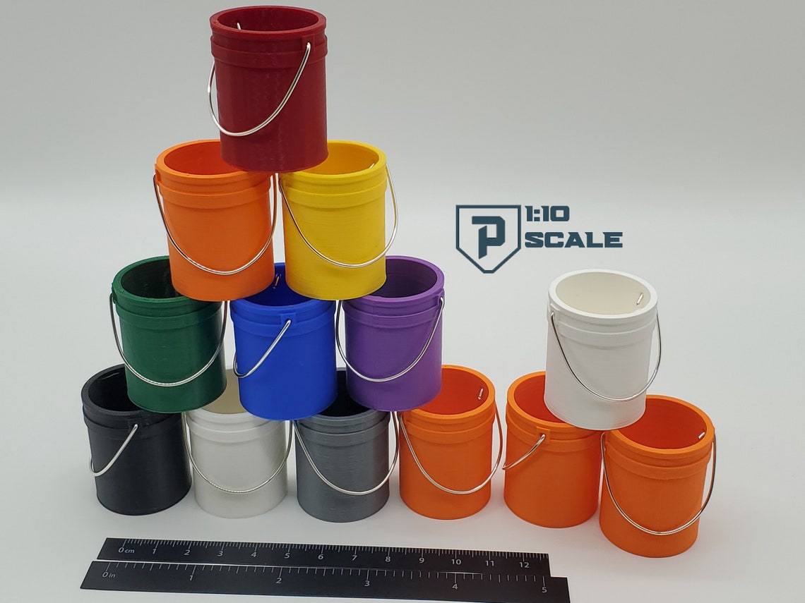 1:10 Scale Bucket With Lids 5 Gallon Replica - 4 Pack - Multiple Color ...