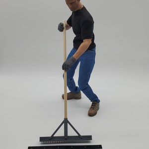 1:6 Scale Landscape Rake 3D Printed Miniature Prop Action Figure Doll ...