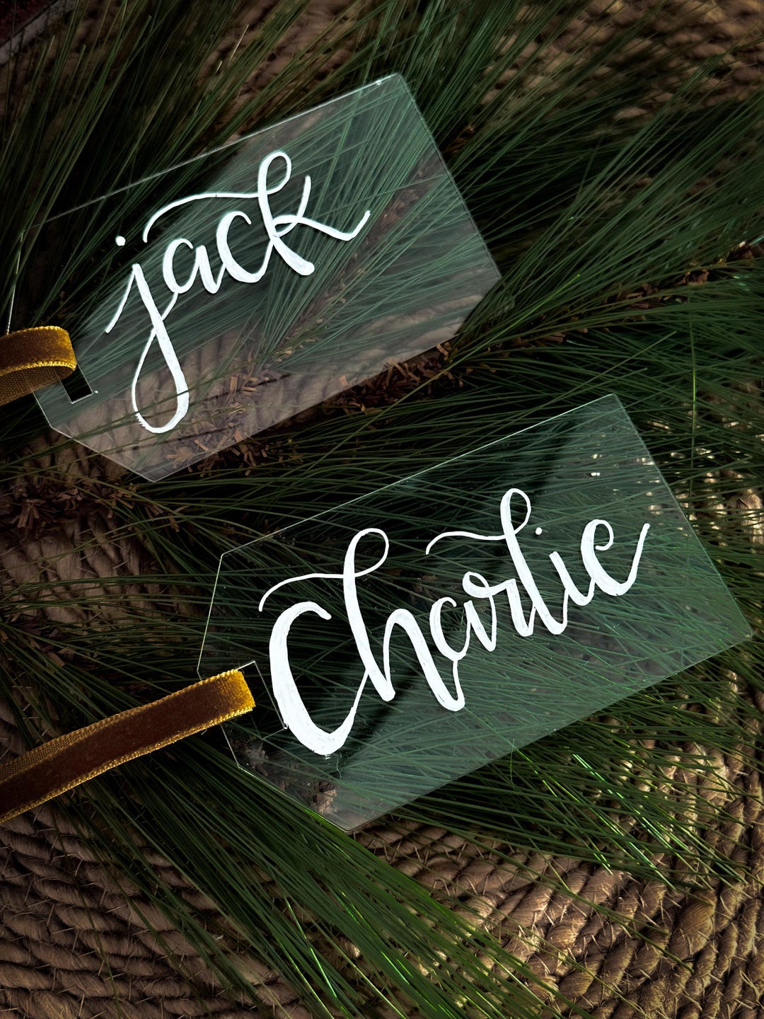 Acrylic Stocking Tags, Acrylic Gift Tags, Hand Lettered Name Tags ...