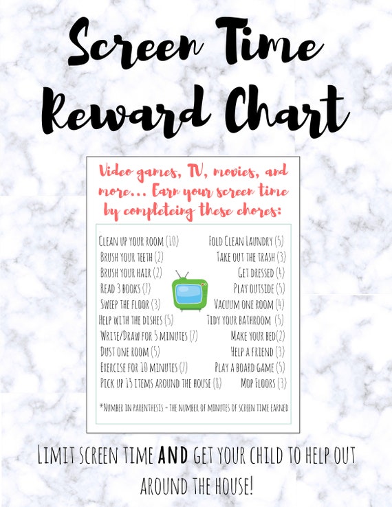 Screen Time Reward Chart | Etsy Australia