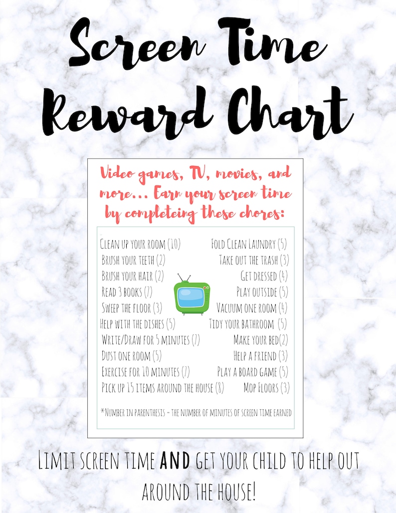 Screen Time Reward Chart - Etsy