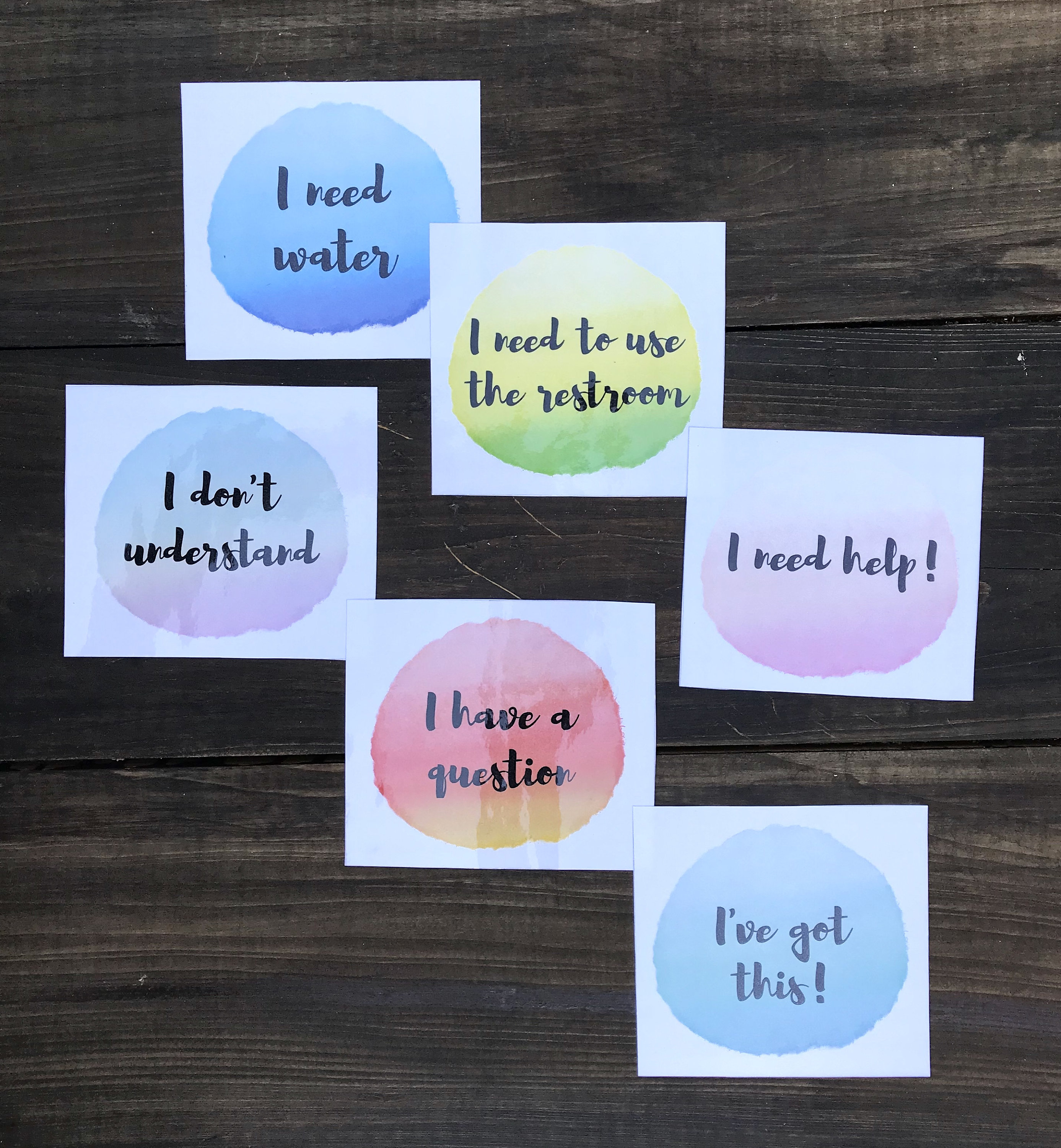 Nonverbal Communication Cards printable Watercolor Cards for Nonverbal ...