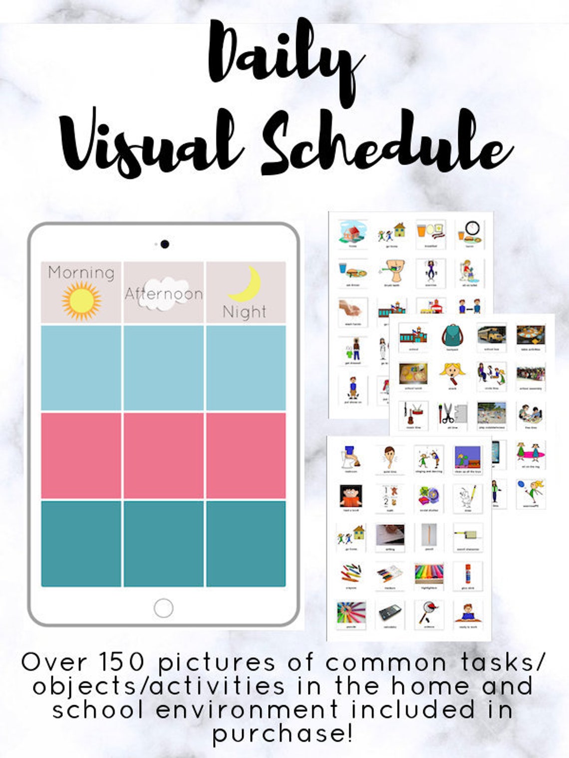 Visual Schedule Printable With PECS Divided by Time of Day (chore Chart ...