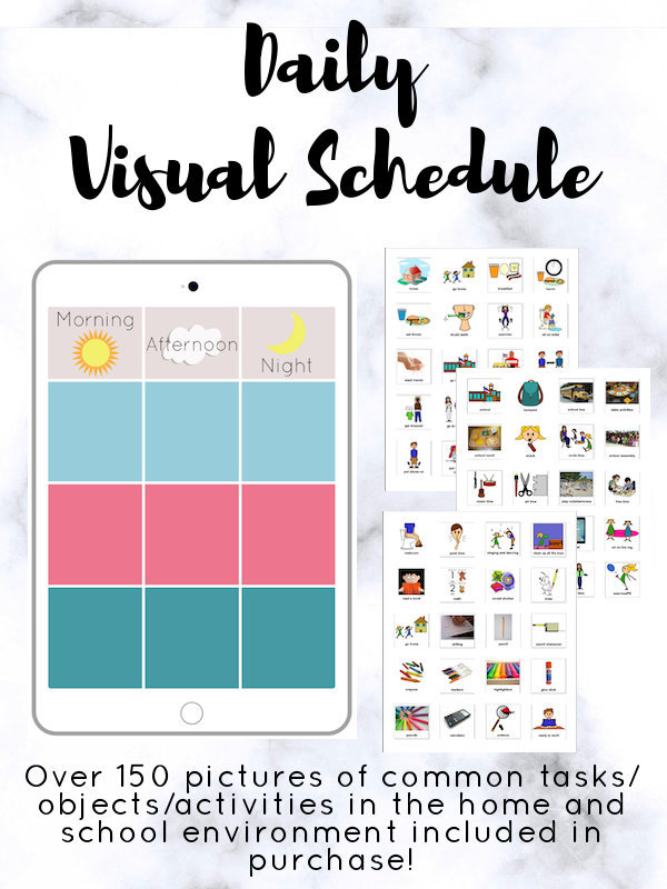 Visual Schedule Printable With PECS Divided by Time of Day (chore Chart ...