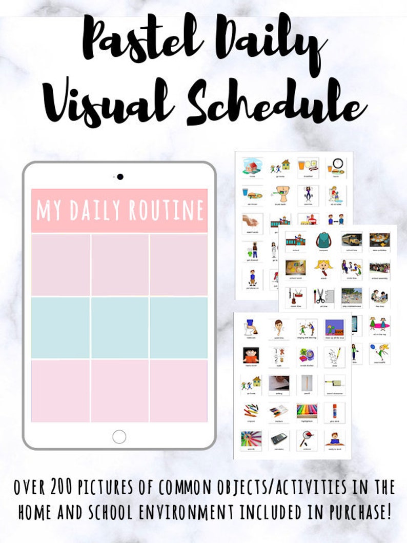 Daily Visual Schedule Cards [pastel PRINTABLE] Visual Aids for Behavior ...