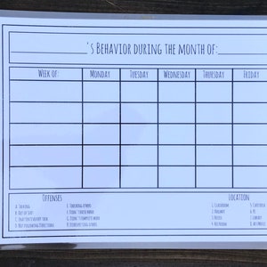 Behavior Calendar [PRINTABLE] Classroom Behavior Chart for Classroom ...