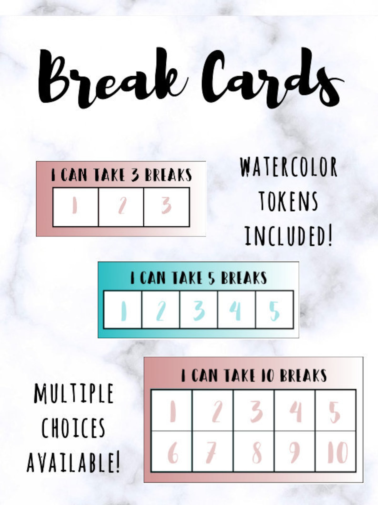 Break Cards [PRINTABLE] for Children With Autism, ADHD and Behavioral ...