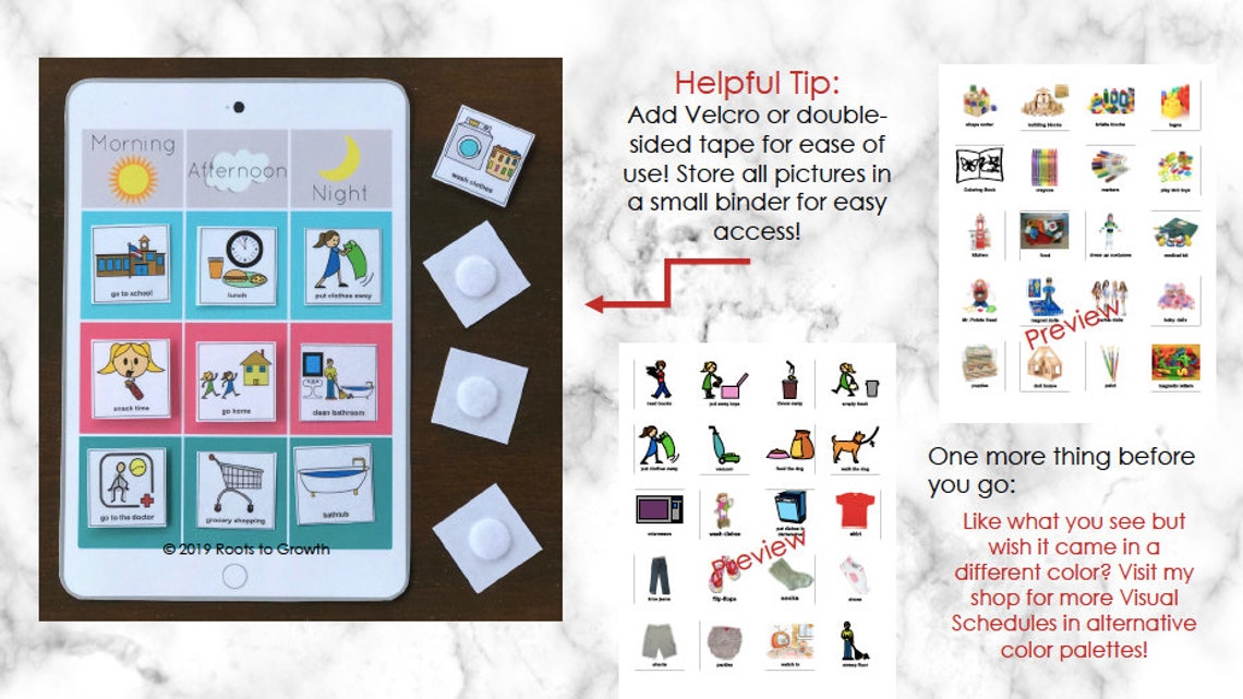 Visual Schedule Printable With PECS Divided by Time of Day (chore Chart ...