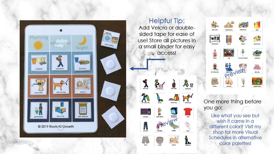 Visual Schedule Printable With PECS Divided by Time of Day (chore Chart ...