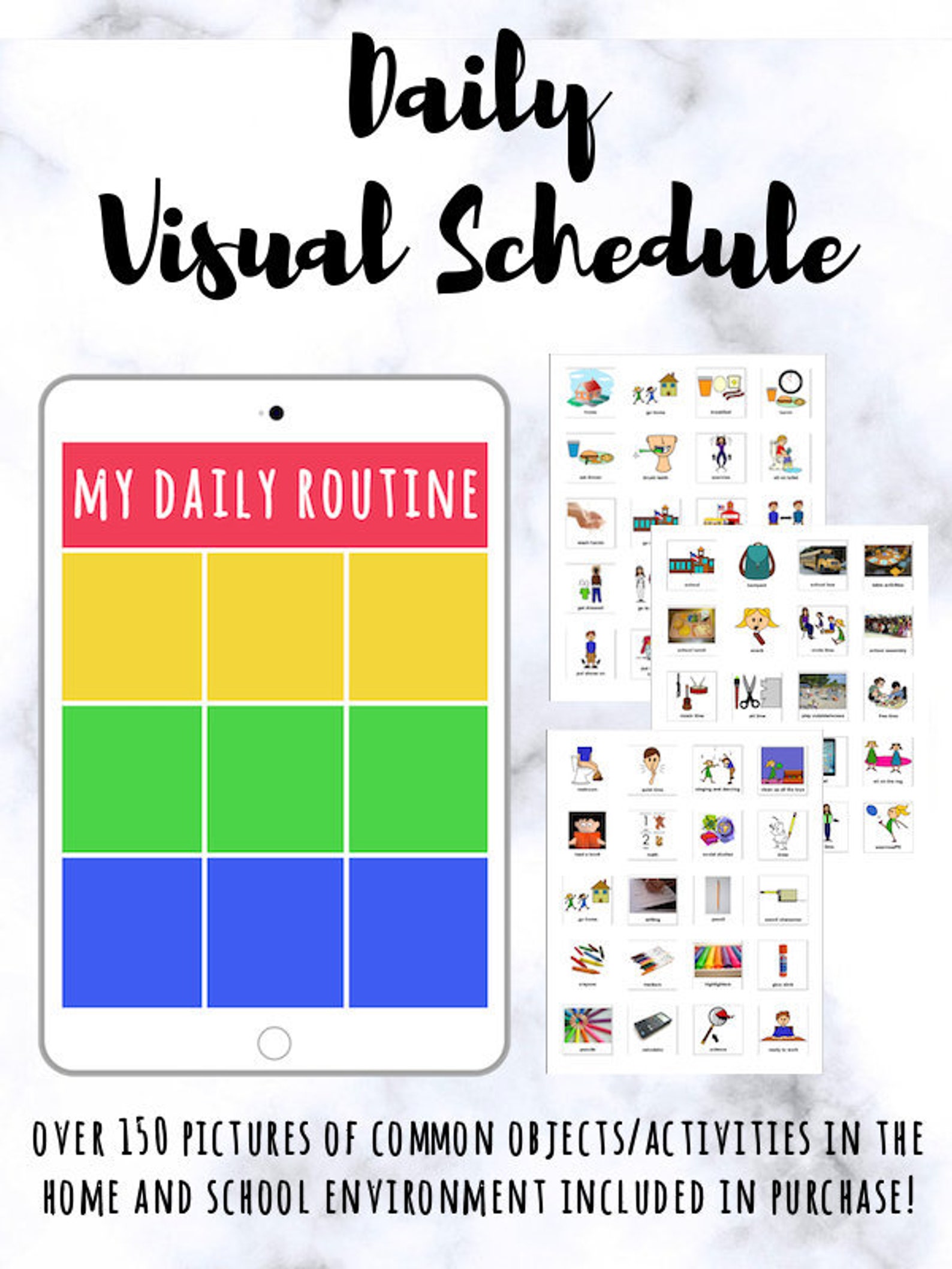 Daily Visual Schedule Cards [PRINTABLE] Visual Aids for Behavior ...