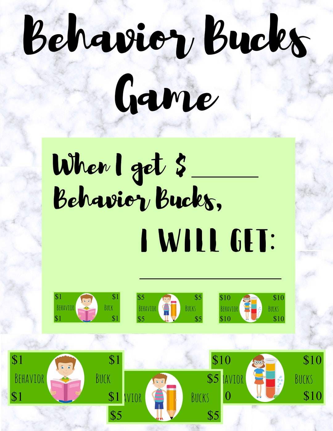 Behavior Bucks Classroom Management Game (token Economy System for ...