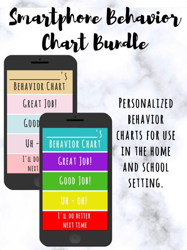 Smartphone Behavior Clip Chart for Classroom Management BUNDLE (pastel ...