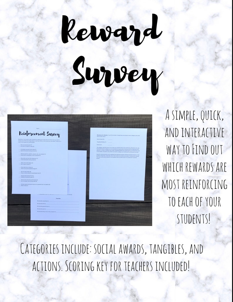 Classroom Management: Reward Survey for Students and Teachers Selecting ...