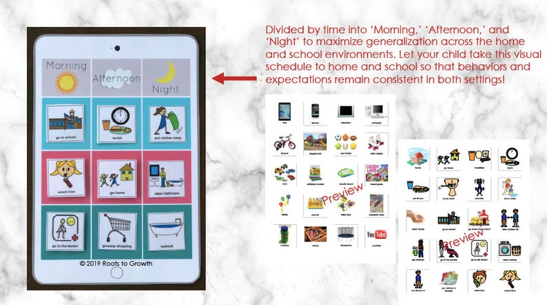 Visual Schedule Printable With PECS Divided by Time of Day (chore Chart ...