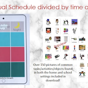 Visual Schedule Printable With PECS Divided by Time of Day (chore Chart ...