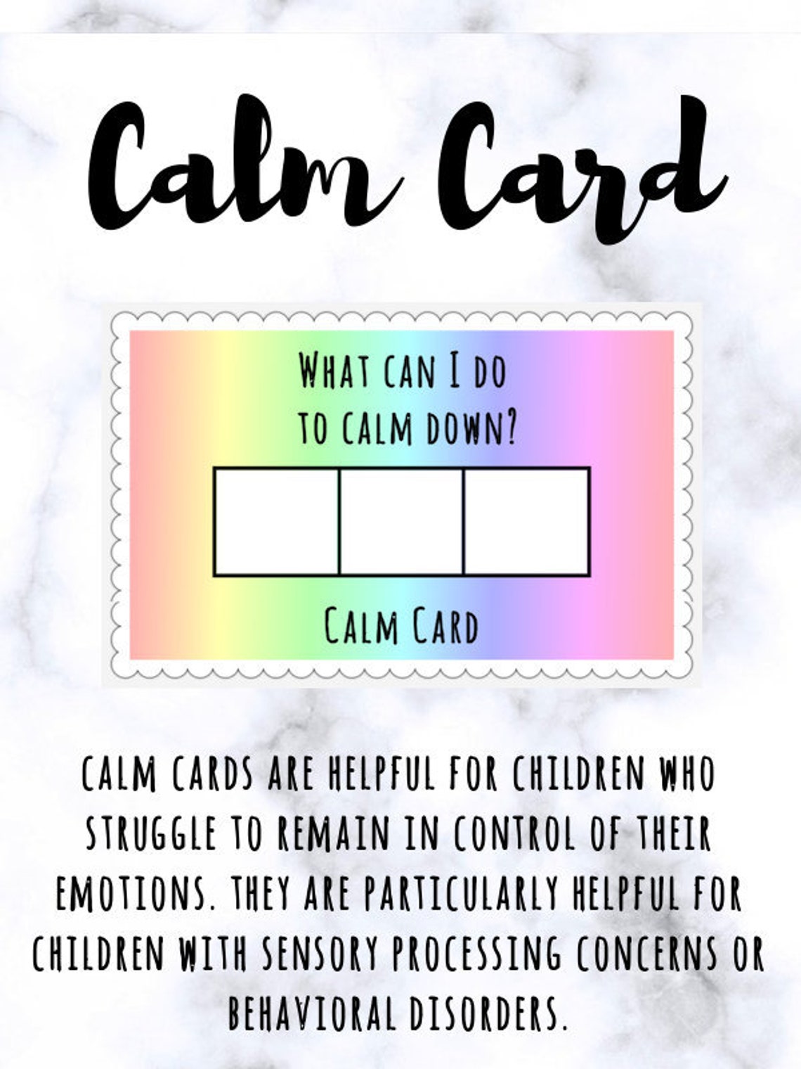 Calm Card Kit [PRINTABLE] for Sensory Processing, Autism, and Behavior ...